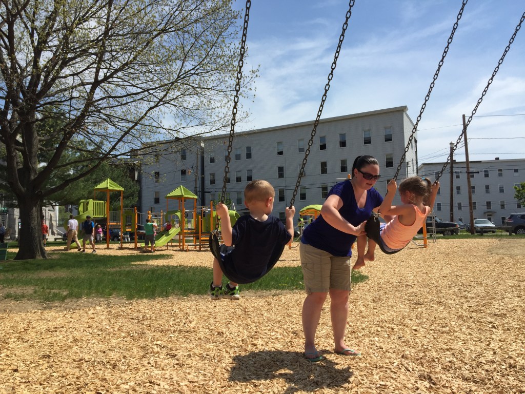 Ribbon-cutting ceremony on revamped Potvin Park playground