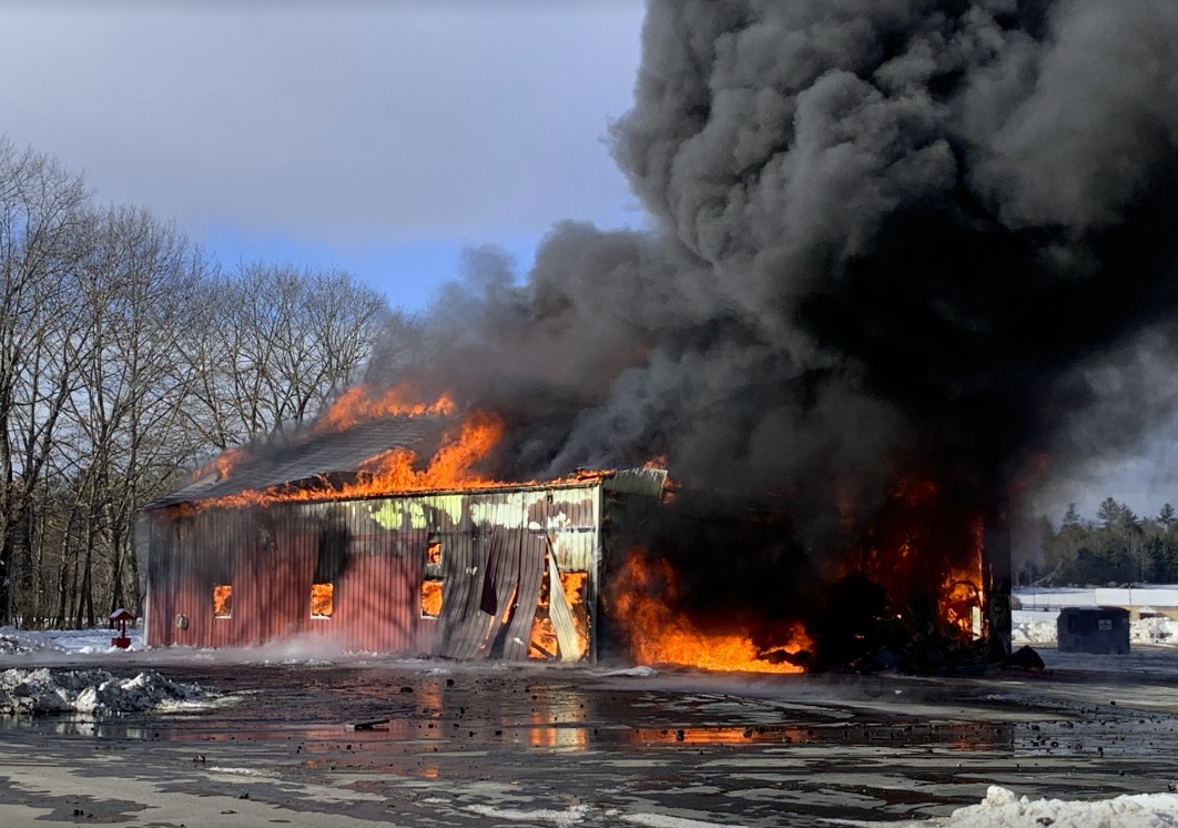 Maintenance garage in Turner goes up in blaze